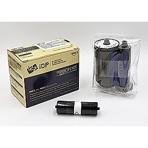 IDP SMART-31 and SMART-51 Series ID Card Printer Ribbon - YMCKO Full-Color, Resin Black and Overlay Panel Ribbon with Cleaning Roller, 250 Cards/roll