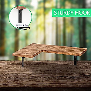 Coral Flower Wall Shelves Rustic Wood Corner Floating Shelves for Bedroom Living Room Bathroom Kitchen Set of 2