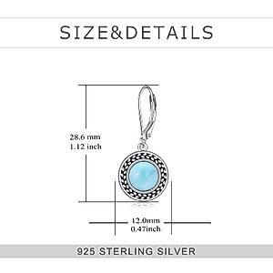 TIGER RIDER Blue Sea Stone Moonstone 925 Sterling Silver Larimar Earrings for Women, Rhinestone Round Crystal Jewelry for Mother s Day Gift, Exquisite Geometry Pendent Earrings