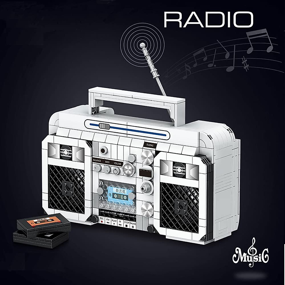 Uvini Adult Building Set, Classic Retro Series, Adult Building Set, Construction Brick Set Best Gift for Adult, Teens, Collectible Model to Build, Radio 645pcs