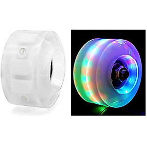 VAKA Luminous Light Up Quad Roller Skate Wheels with Bearings, Outdoor Roller Skate Wheels 4 Pack - Roller Skate Wheels for Double Row Skating and Skateboard 32mm x 58mm (Colorful-A)
