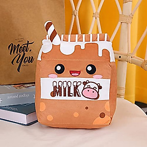 Ditucu Cute Chocolate Milk Plush Pillow Stuffed Animal Toys Kawaii Plushie Cartoon Soft Doll Home Hugging Gifts for Kids Brown 9.8 inch