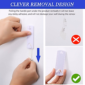 20 Pieces No Damage Picture Hangers Picture Hanging Kit Without Nails No Trace Adhesive Art Hanger for Bathroom Kitchen Home Door Closet, White (20 Pieces)