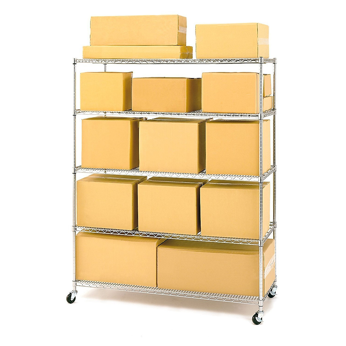 Seville Classics UltraDurable Commercial-Grade 5-Tier NSF-Certified Wire Shelving with Wheels, 60" W x 24" D - Plated Steel