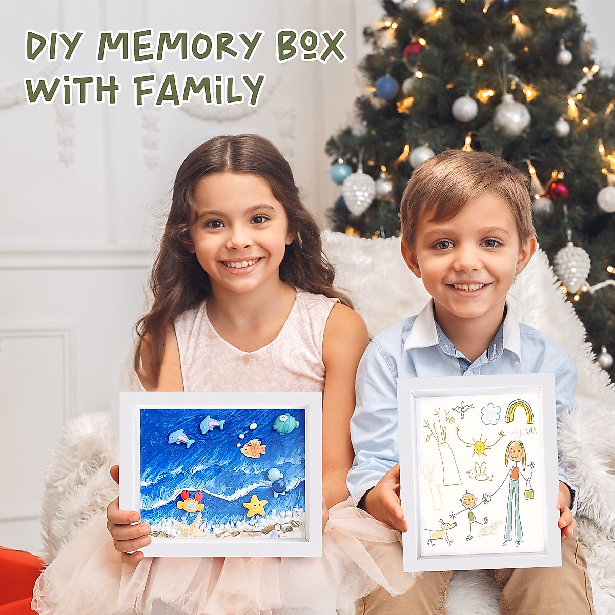 Shadow Box Frame Display Cases 8x10 - 3 Pack Deep Shadowbox Picture Frame with Galss 3D Display Wood Shadow Box Frame with Line Board