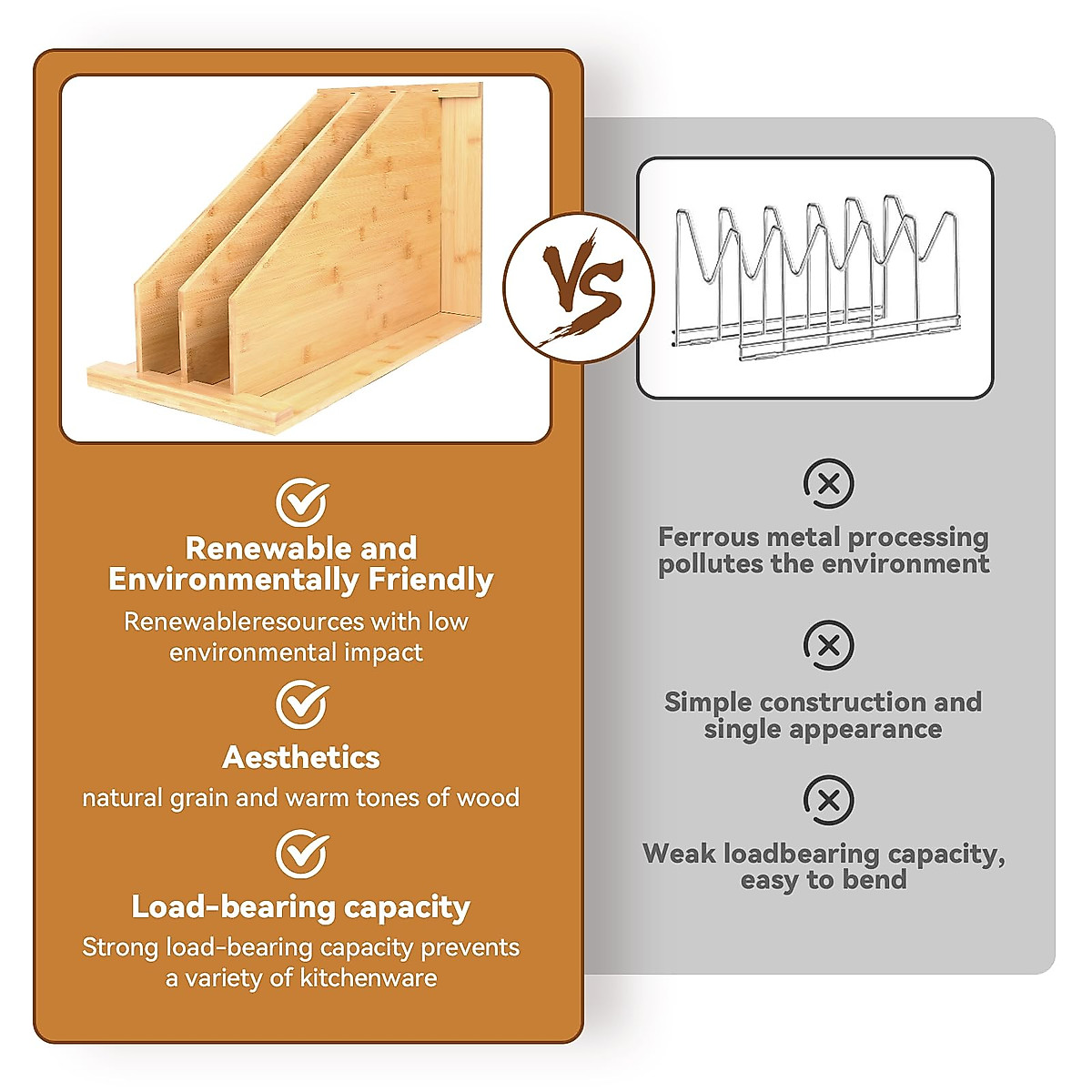 Brvclon Upgrades Tray Dividers for Cabinets,15in Hx22in Dx12in W, Kitchen Cabinet Tray Divider for Pans, Lids, Pot And Pan, Cookie Sheets,Cutting Boards. with 3 Dividers,Keeping The Kitchen Organized