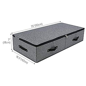 AMJ Extra Length Under Bed Storage Organization Containers for Shoes, Clothing, Bedding, 35.5 x 16.5 x 7“, Black Gray