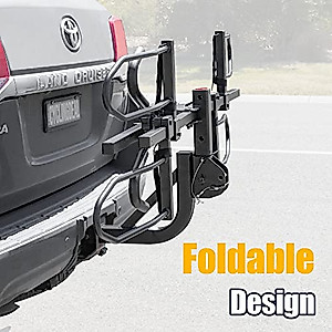 CyclingDeal 2" Hitch Mounted 2 Bike Rack - Max Tire Width up to 5"- Load up to 45 lbs Per Bike - Platform Style Carrier Rack for Fat Bikes - 20"- 29" MTBs & 700C Road Bikes