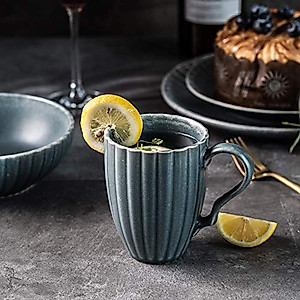 GagalU Dinner Set,Porcelain Dinnerware Sets, Retro Style Three-Dimensional Relief Cereals Bowls and Steak Plates Sets | 22 Pieces Ceramics Dinner Combination Set with Mug