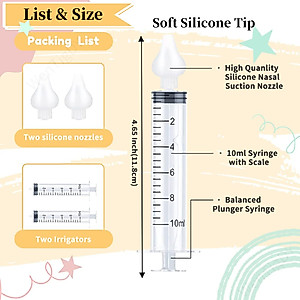 Nasal Irrigator for Baby,Syringe Nasal Irrigator,10ml Nasal Irrigator Portable Infant Nose Cleaner Nose Aspirator for Baby Fast All Natural Relief-Nasal Irrigation/Nasal Spray/Nasal Hygiene (2 PCS)