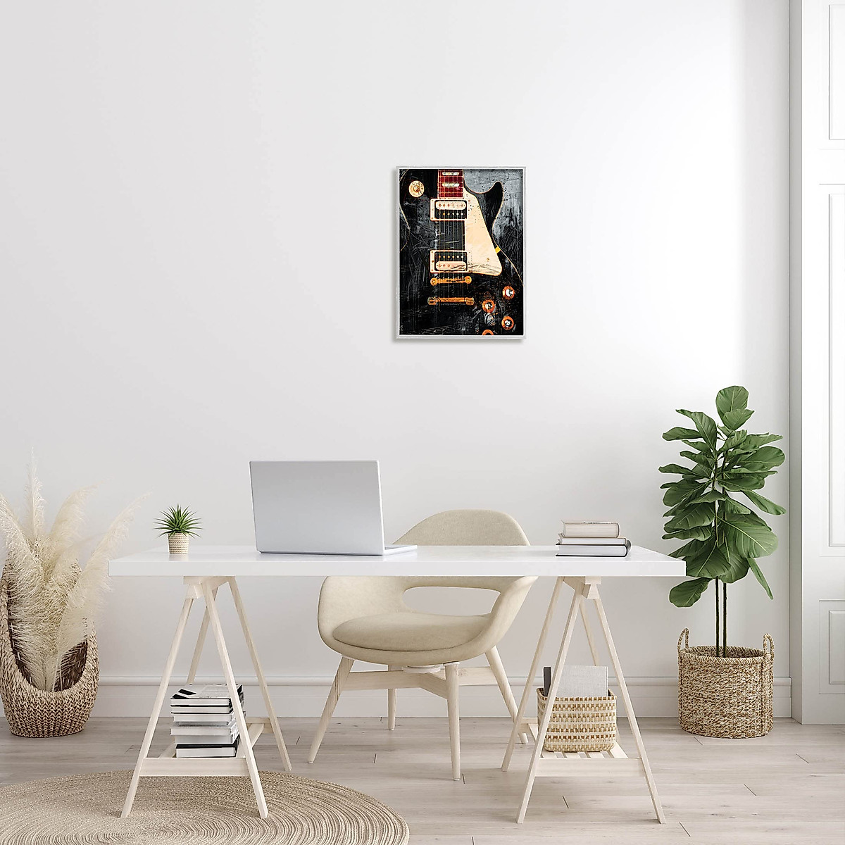 Stupell Industries Vintage Electric Guitar Music Notes Giclee Framed Wall Art, Design by Savannah Miller