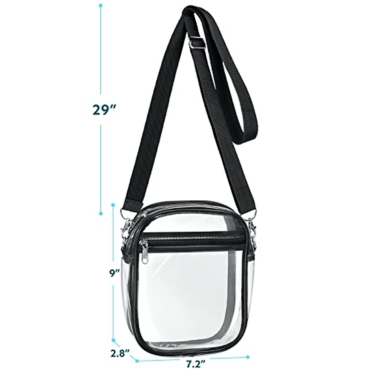 Lorbro Clear Bag Stadium Approved, Clear Crossbody Bag with Front Pocket, Adjustable Straps Shoulder Bags Clear Purses for Women Sporting Events, Concerts, Festivals (Clear, L)