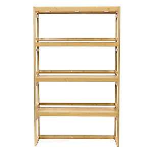 RoyalHouse Bamboo Rack, 4-Tier Shelving Unit, Perfect Storage Organizer for Bathroom, Living Room, Kitchen, Entryway, Closet