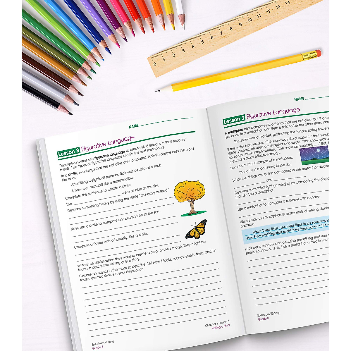 Spectrum 8th Grade Writing Workbook, Ages 13 to 14, Grade 8 Writing Workbook Informative, Advertising, Persuasive, Letter, and Fiction Story Writing Prompts 8th Grade Workbook - 144 Pages