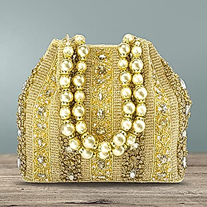 Aheli Indian Potli Bags for Women Evening Bag Clutch Ethnic Bride Purse with Drawstring (P58)