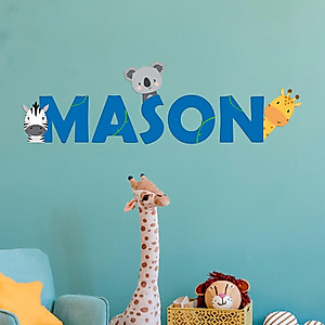 EGD Custom Name Jungle Animals Wall Decals I Safari Nursery Decor I Kids Wall Decals for Boys or Girls Bedroom I Jungle Theme Classroom Decor I Safari Birthday Decorations I Multiple Sizes Options