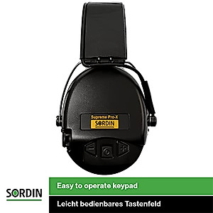 Sordin Supreme Pro-X Ear Defenders for Hunting & Shooting - Active & Electronic - Leather Band & Gel Kits - Black Ear Muffs