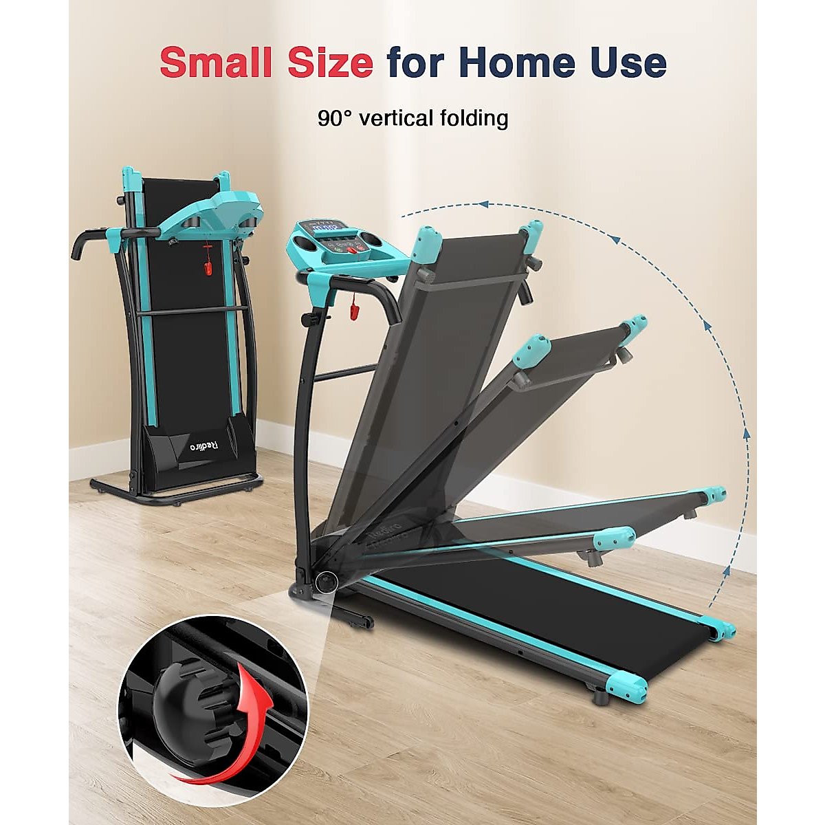 REDLIRO Electric Treadmill Foldable Exercise Walking Machince for Apartment Home/Office Jogging Compact Folding Easy Assembly 12 Preset Program 2 Wheels LCD Display