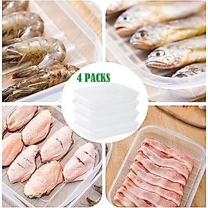 Valuetalk 4 Pieces Bacon Keeper, Plastic Bacon Refrigerator Keeper Storage Container with Lids, Fridge Food Refrigerator Storage Box for Vegetables, Cold Meat Deli, Cheese Container
