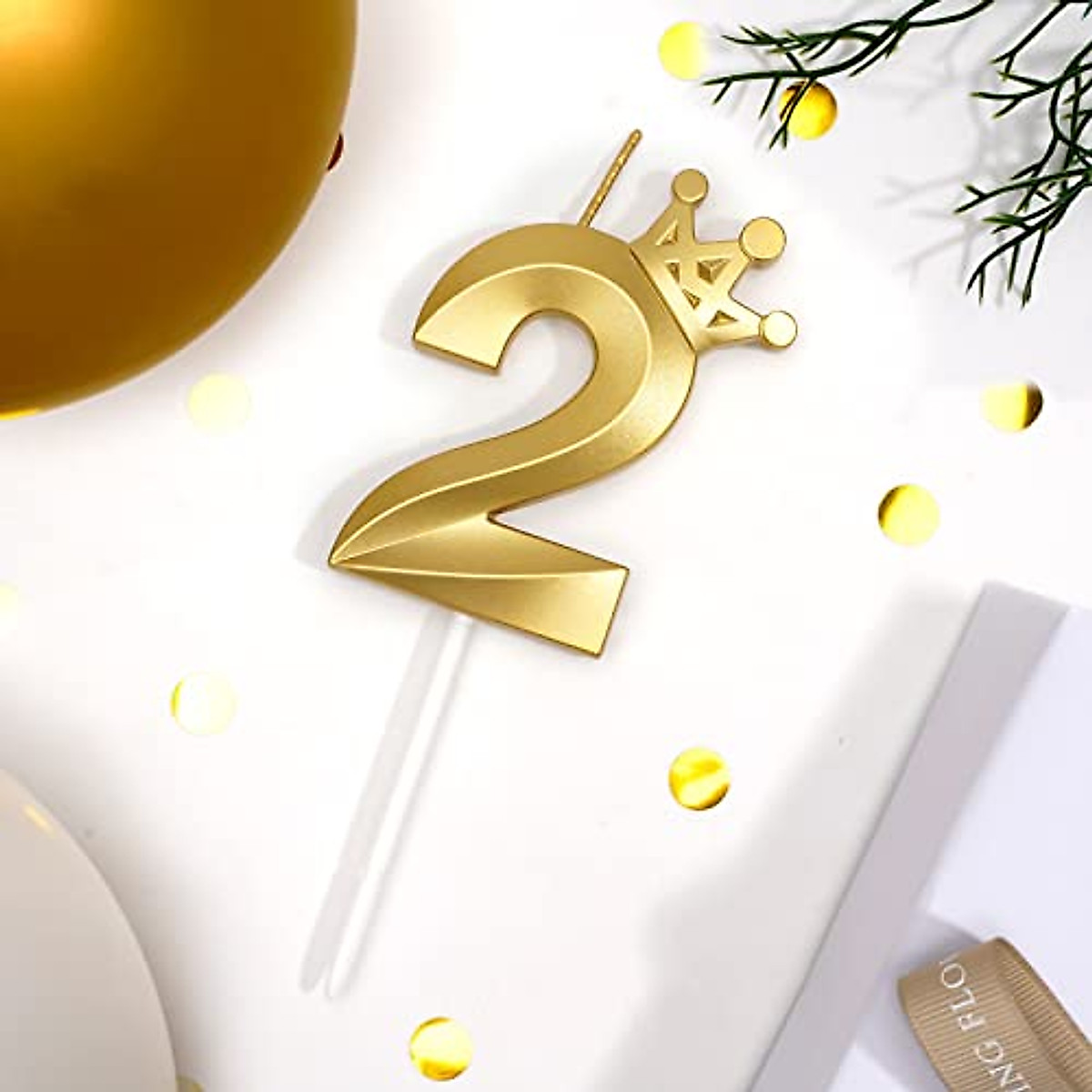 Leezmark 2nd Birthday Number Candle Birthday Decorations Candle Sparkler for Cake Topper, Anniversary Decorations 12 20 21 25 Years Old Birthday Candles (Gold, Number 2 Candle)