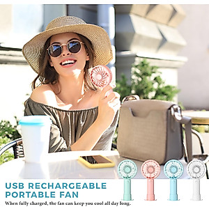 Tujoe Mini Powerful Handheld Fan Mini Portable Fan 3 Speed Personal Small Desk Fan with Base USB Rechargeable Fan for Women Eyelash Makeup Office Travel Beach Indoor Outdoor(48 Pcs)