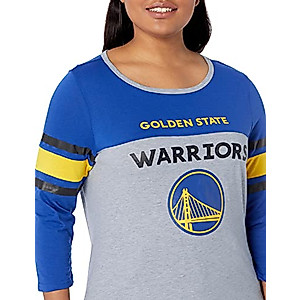 Ultra Game NBA Golden State Warriors Womens T-Shirt Raglan Baseball 3/4 Long Sleeve Tee Shirt, Team Color, Small