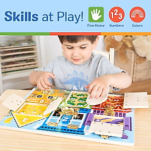 Melissa & Doug Wooden Latches Board Sensory Activity Toy For Kids, Doors And Locks Toy, Wooden Busy Board, Toddler Toys For Ages 3+