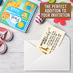 25 Books For Baby Shower Request Cards - Giraffe Baby Shower Invitation Inserts, Book Request Baby Shower Guest Book Alternative, Bring A Book Instead Of A Card, Baby Shower Book Request