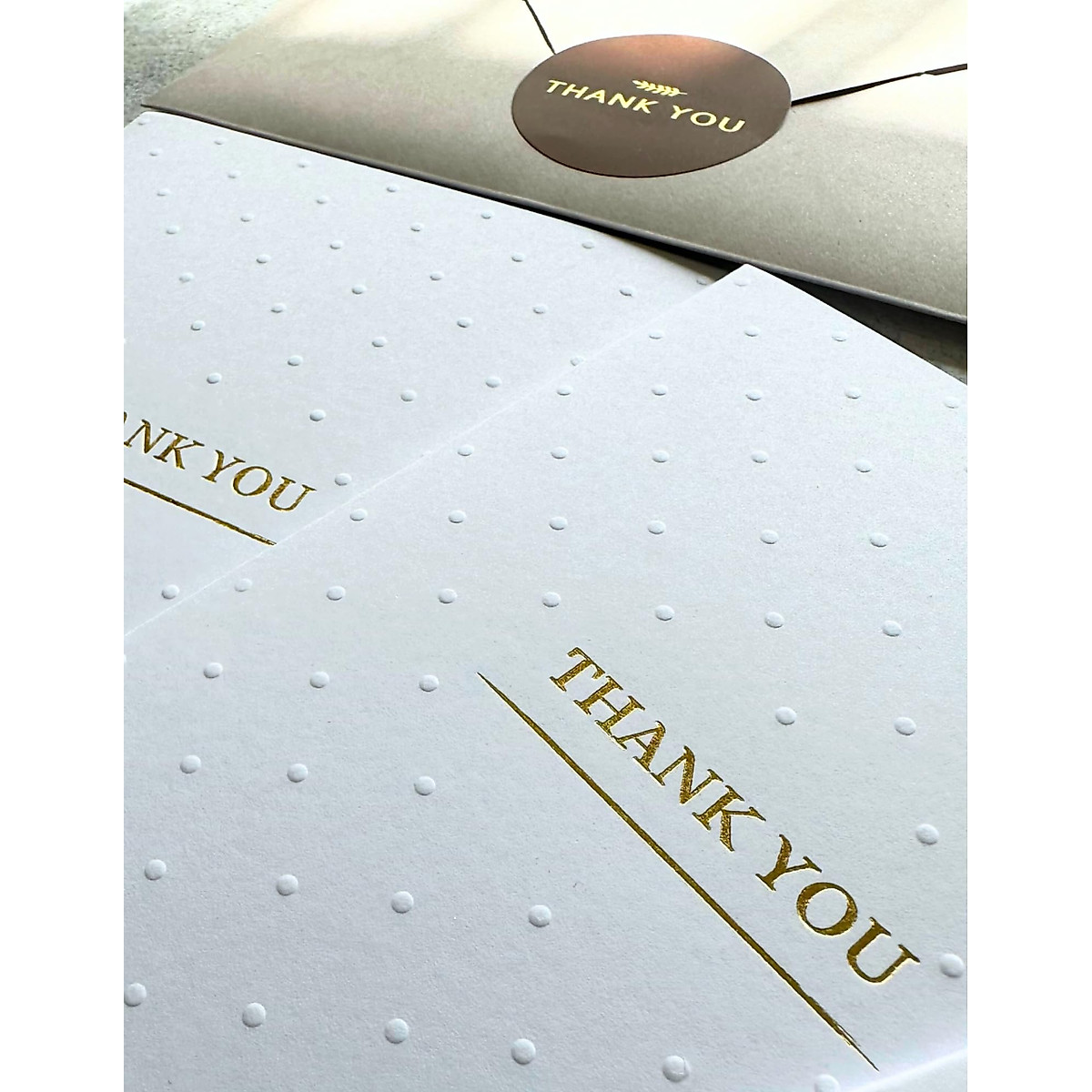 RUN2PRINT Elegant White Thank You Cards With Envelopes & Gold Foil Sticker Bulk - Suitable for Wedding, Baby Shower, Business, Graduation, Bridal Shower, Funeral All Occasion Cards (White Pack of 36)