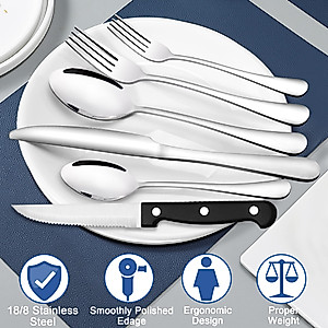 36-Piece Silverware Set Stainless Steel Flatware Set for 6, Cutlery Set with Organizer, Fork Spoon Knife with Storage Case, Silver
