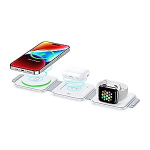 Wireless Charger 3 in 1,Magnetic Wireless Charging Station,Fast Mag-Safe Wireless Charging Pad for iPhone 14/13/12/Pro/Max/Min/Plus,AirPods 2/3/Pro, for Apple Watch(with Adapter)