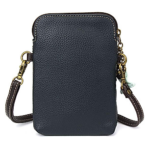 CHALA Cell Phone Crossbody Purse-Women PU Leather/Canvas Multicolor Handbag with Adjustable Strap - Two Turtles - navy