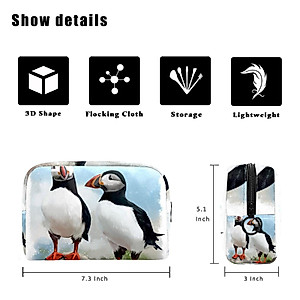 TBOUOBT Cosmetic Travel Bags, Makeup Case, Makeup Bag for Toiletries, Animal Oil Painting Atlantic Puffins