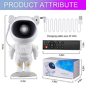 Astronaut Star Projection Light,LED Kids Night Light,Galaxy Nebula Ceiling Projector Lamp,with Remote and Timer,for Children and Adults Bedroom Party Best Gift