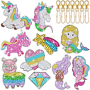 MTLEE 10 Sets Arts and Crafts for Kids Ages 8-12 5D Diamond Painting Keychain Kits Gem Art Kits for Girls Crafts Gem Painting Kits Diamond Art Gift Idea for Age 4, 5, 6, 7, 8, 9, 10-12 (Magical)