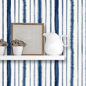 Timeet Blue and White Wallpaper Line Peel and Stick Wallpaper 17.3 "x 78.7" Geometric Stripe Contact Paper Self Adhesive Removable Wallpaper for Bedroom Living Room Decor