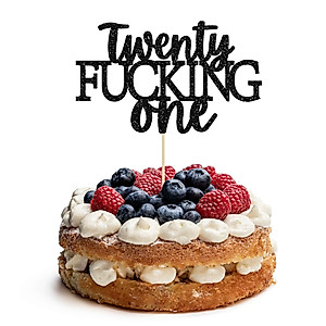 Gyufise 21st Birthday Cake Topper Twenty One Cake Decoration for 21st Birthday Legal AF Cake Decor Finally 21 Cake Topper Party Supplies Black