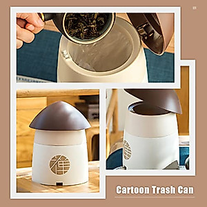 NUOBESTY Bedroom pc Waste Lid Cartoon Shaped Household Bathroom Convenient Trash Cover Can Room Container Push Mushroom Style Push- Paper Living Practical Mini Plastic Home Plastic Bins Plastic Bins