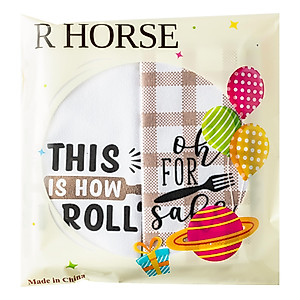 R HORSE 5Pcs Funny Kitchen Dish Towel Set Absorbent Quick Dry Cloth Dish Tea Towels Reusable Bar Hand Dishcloths Decor for Bathroom Kitchen Home Supplies