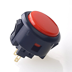 Sanwa 6 pcs OBSF-30 Original Push Button 30mm - for Arcade Jamma Video Game & Arcade Joystick Games Console (Black & Red) S@NWA