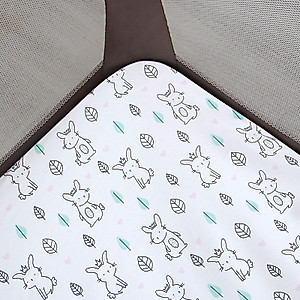 Pack and Play Sheets Fitted Mini Crib, Breathable Microfiber Stretchy Playard Sheets Fit for Graco Pack and Play, Lovely Bunny Pack and Play Fitted Sheets for Boys and Girls