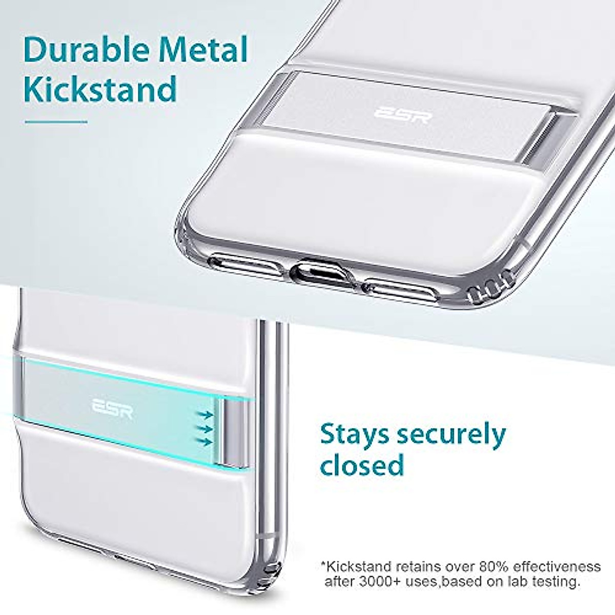 ESR Metal Kickstand Designed for iPhone 11 Case, [Vertical and Horizontal Stand] [Reinforced Drop Protection] Flexible TPU Soft Back for iPhone 11 (2019 Release), Clear