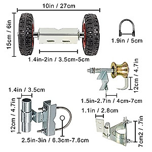 VEVOR Chain Link Rolling Gate Kit Galvanized Steel Rolling Fence 6 Universal Track Bracket Chain Link Rolling Gate Hardware Kit 2 Solid Rubber Wheels Fence Rolling Kit for Chain Link Sliding Gate