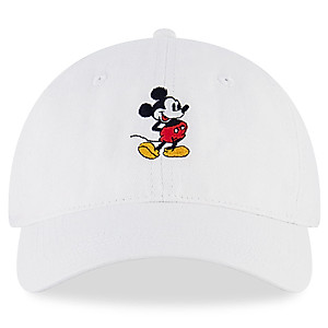 Disney Men's Baseball Cap, Mickey Mouse Adjustable Hat for Adult, White, One Size