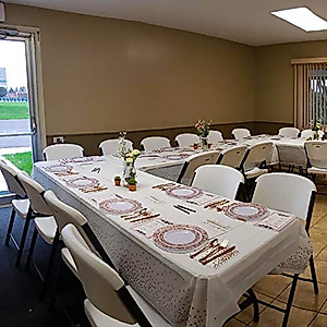 4 Pack - Plastic Tablecloths for Rectangle Tables,- Rose Gold Dot Confetti Party Table Cloths Disposable,Rectangular Table Covers, for Parties Thanksgiving Christmas Wedding, Anniversary,- 54" x 108"