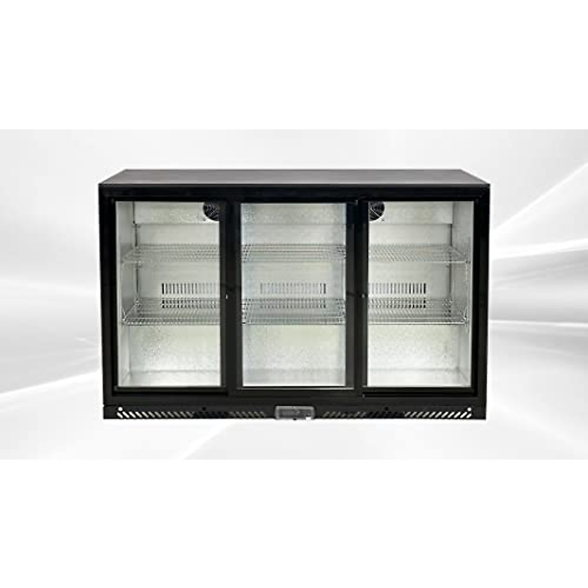 Beer Back Bar Cooler 3 Glass Sliding Door 53" Width Beer Fridge NSF Certified Beverage Refrigerator 11.8 cu.ft Under Counter Height 35°-46°F Black bb3dup