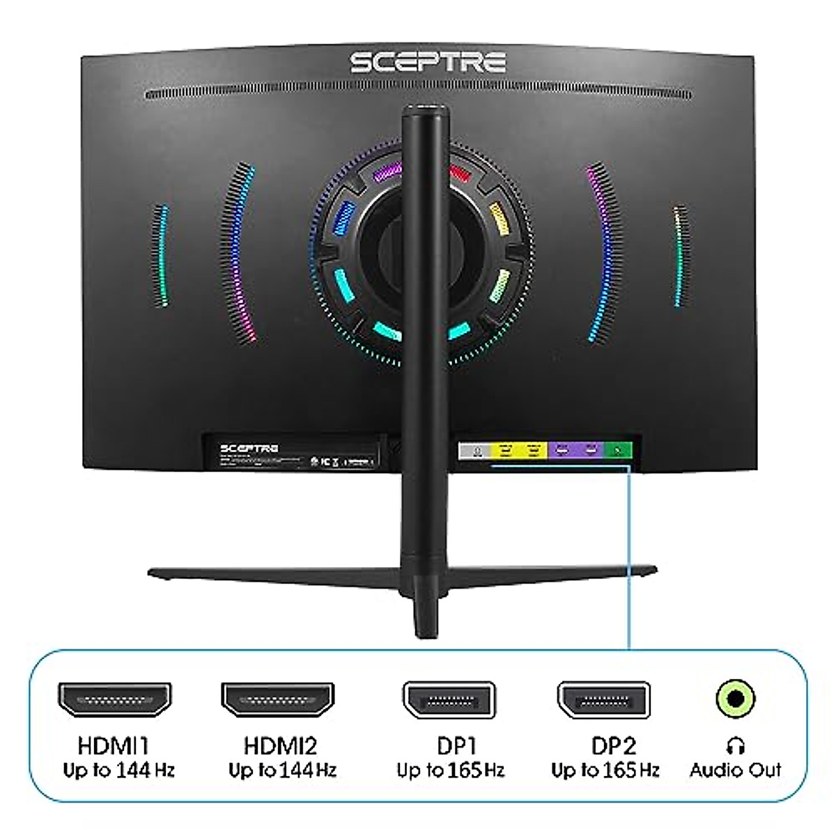 Sceptre Curved 27 inch 2K QHD Gaming Monitor 2560x1440 up to 165Hz 144Hz 1ms DisplayPort HDMI, 1500R AMD FreeSync Premium FPS RTS Build-in Speakers Machine Black (C275B-QWD168)