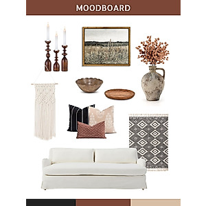 Crumbs Home Modern Farmhouse Fall Linen Indoor Outdoor Throw Pillow Cover Only, 22"x22" Water Repellent for Patio, Backyard, Couch, Black Neutral Vertical Stripes