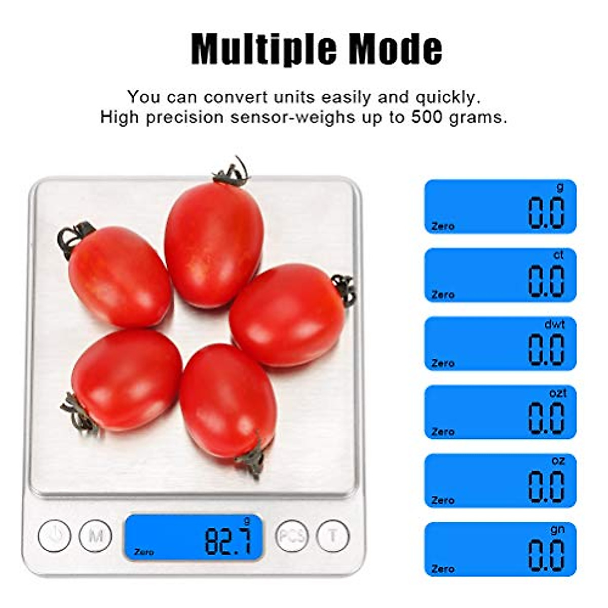 Emoly Food Scale,Digital Kitchen Scale, Mini Size Food Scale 500g/ 0.01g - High Precision Jewelry Weight Scale with Platform, Stainless Steel, LCD Display, Tare，Pcs Features（Does not include battery）