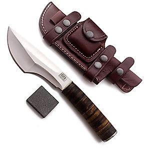 GCS Handmade Leather Spacers Handle D2 Tool Steel Tactical Hunting Knife with leather sheath Full tang blade designed for Hunting & EDC GCS 319